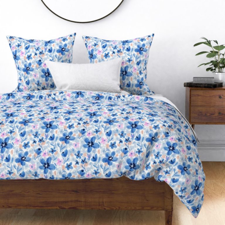 Painterly Blues Floral Fabric Collection by Zoe Feast