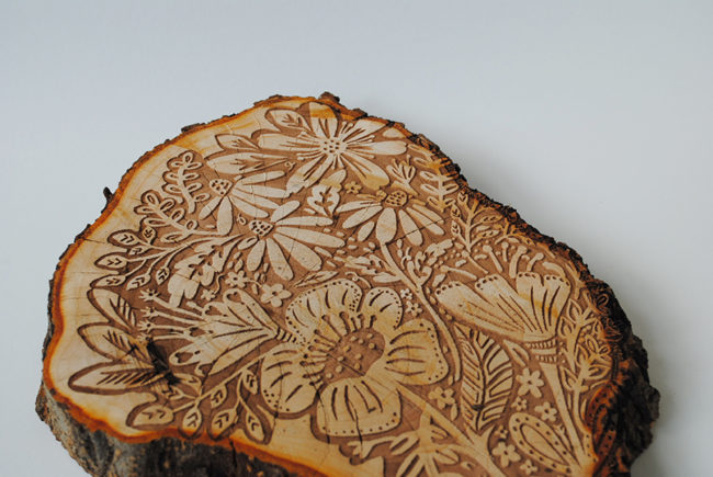 Laser etched wood Collection by Zoe Feast