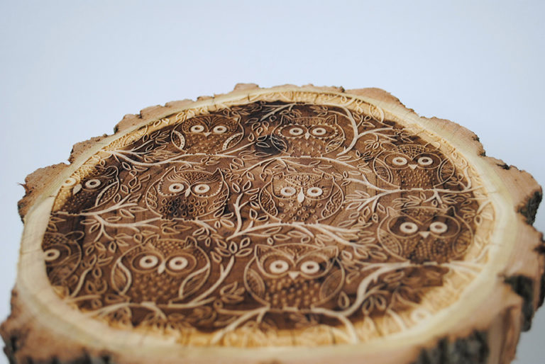 Laser etched wood Collection by Zoe Feast